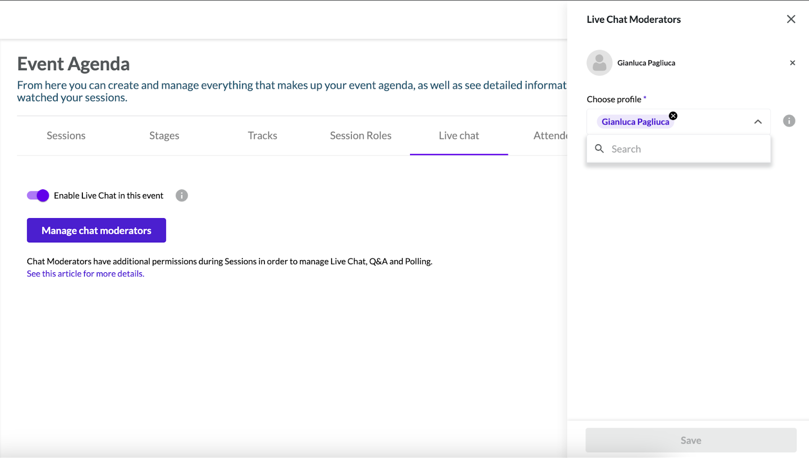 How to enable session chat moderation